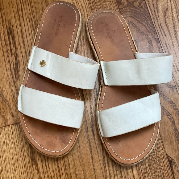 kate spade | Shoes | Kate Spade Espadrille White Double Slide Sandal ...